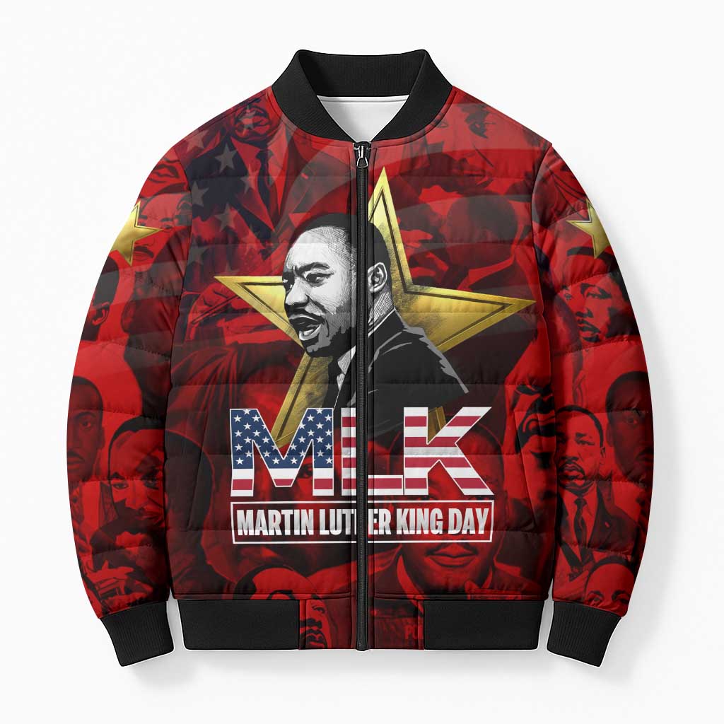MLK Day Bomber Puffer Jacket Martin Luther King Jr Tribute American ...