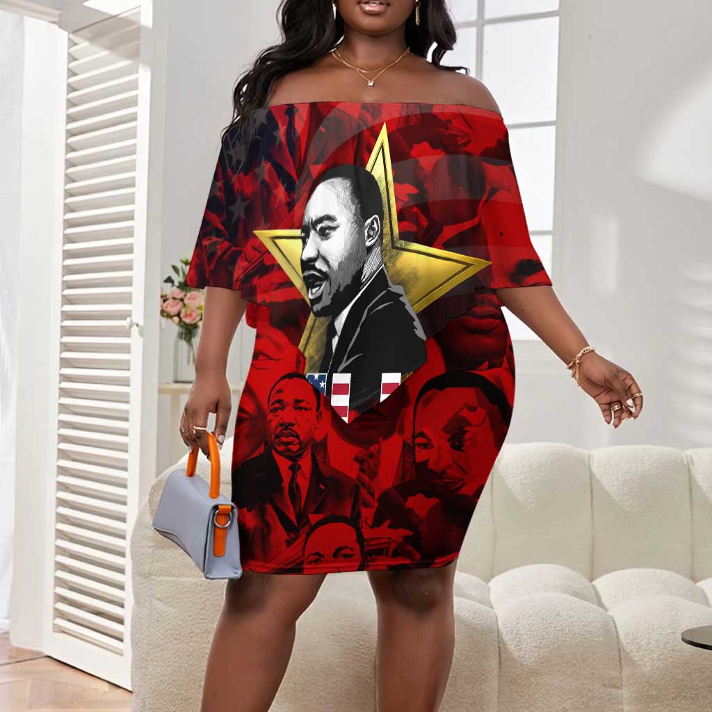 MLK Day Off Shoulder Short Dress Martin Luther King Jr Tribute American ...
