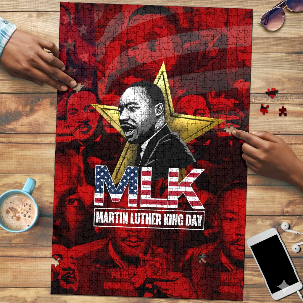MLK Day Puzzle Martin Luther King Jr Tribute American Flag Lettering by ...