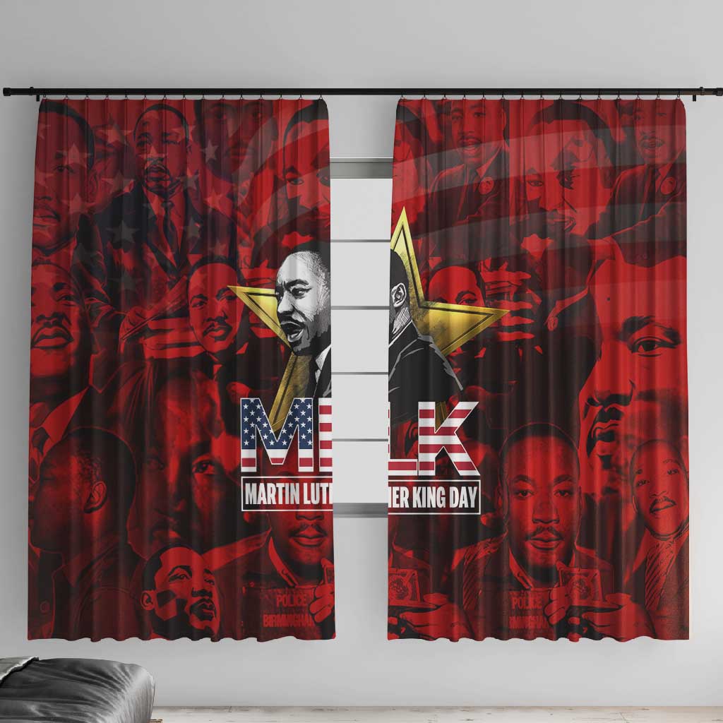MLK Day Window Curtain Martin Luther King Jr Tribute American Flag ...
