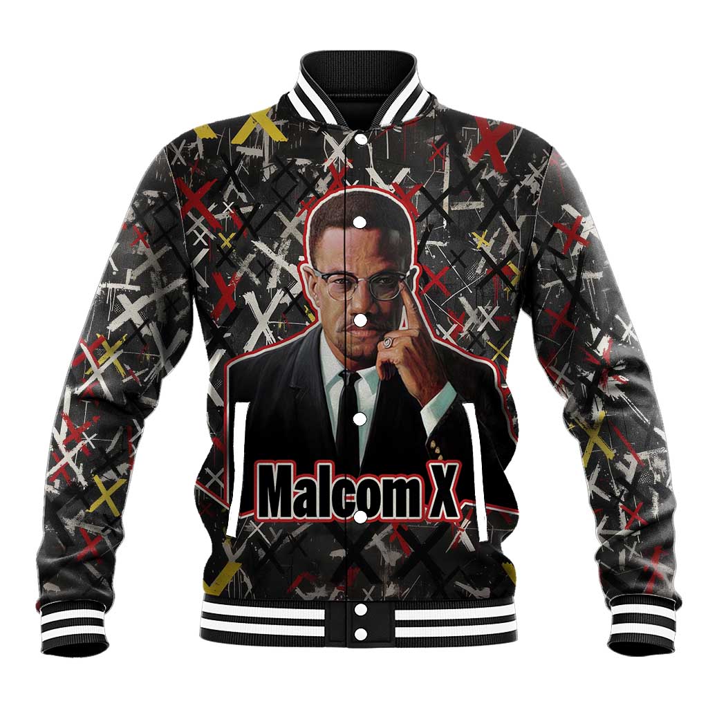 Malcolm X Baseball Jacket Street Art Style Portrait Quote The Future ...