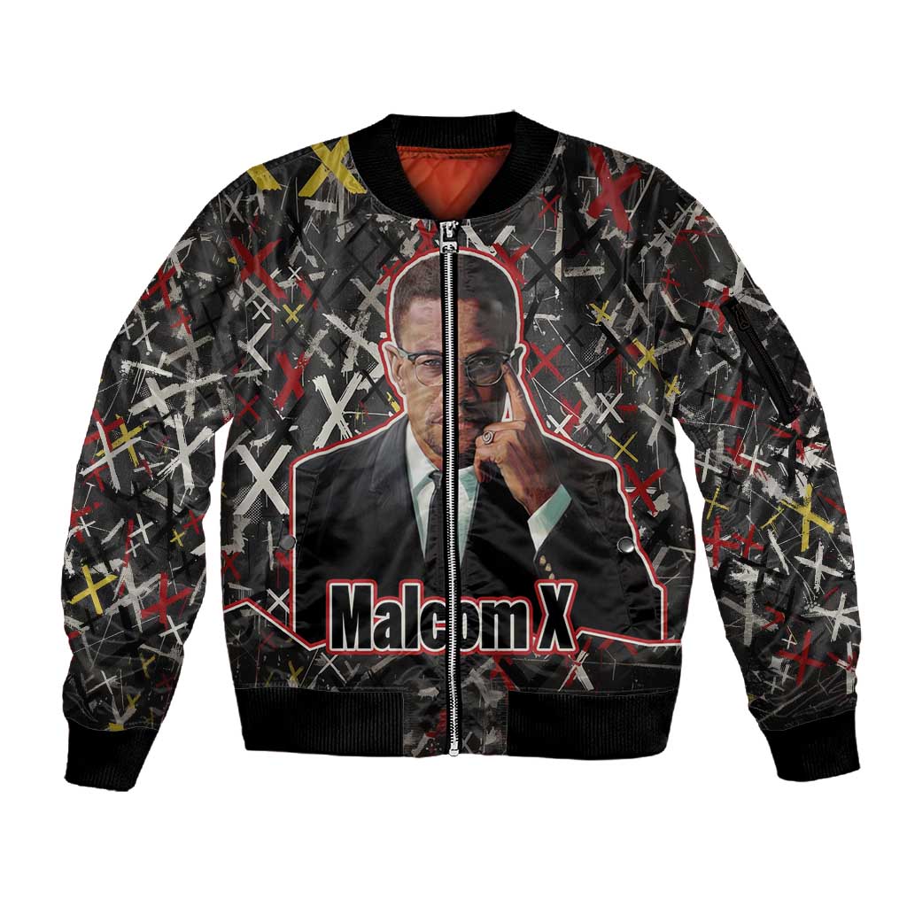 Malcolm X Sleeve Zip Bomber Jacket Street Art Style Portrait Quote The ...
