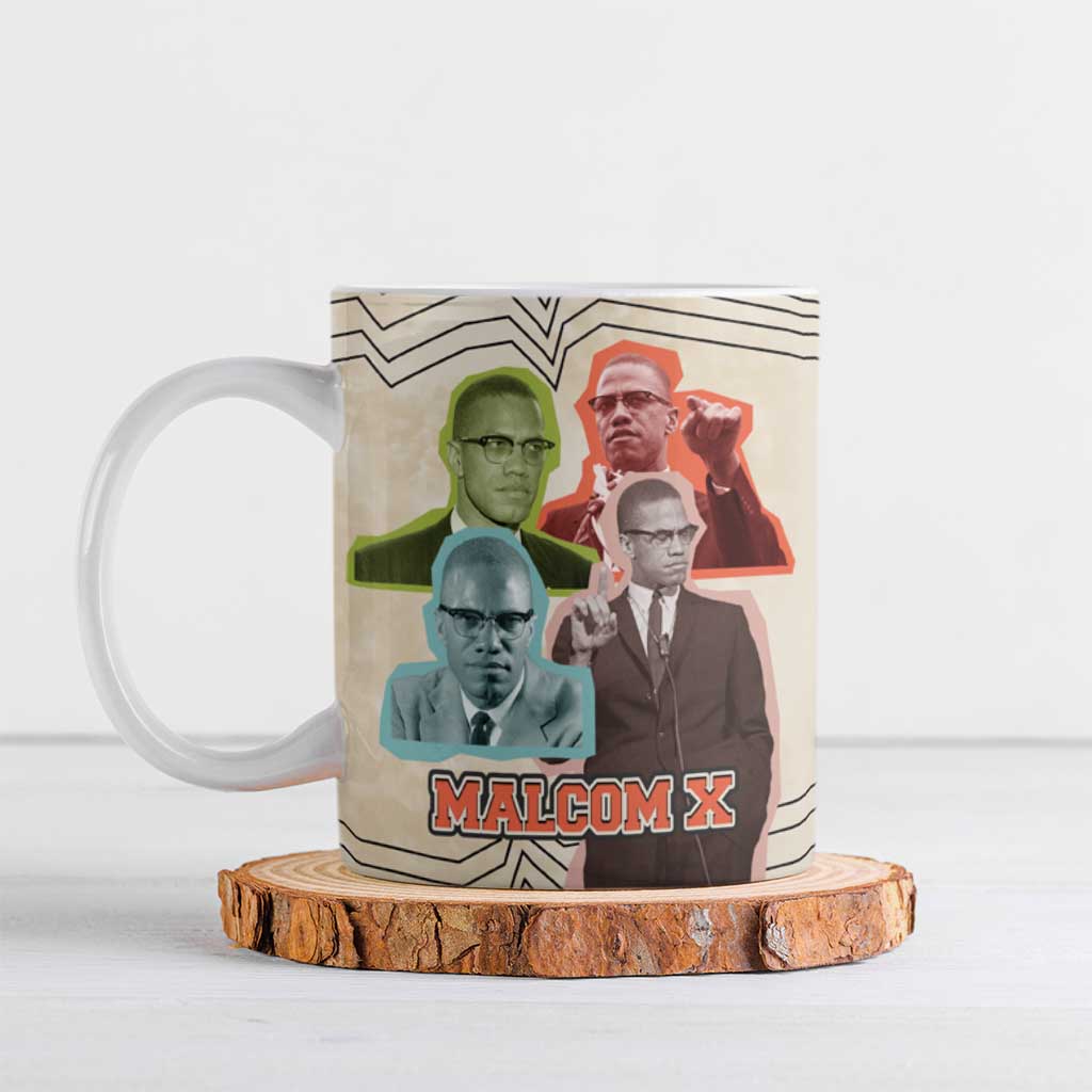 Malcolm X Ceramic Mug Pop Art Portrait Collage Civil Rights Activist ...