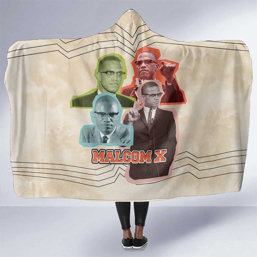Malcolm X Hooded Blanket Pop Art Portrait Collage Civil Rights Activist ...