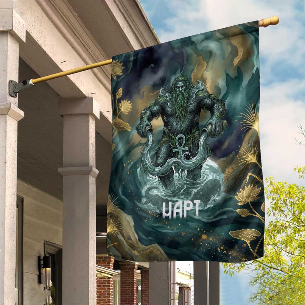 Egyptian Hapi Garden Flag God of the Nile Ankh Symbol Lotus Flowers and ...