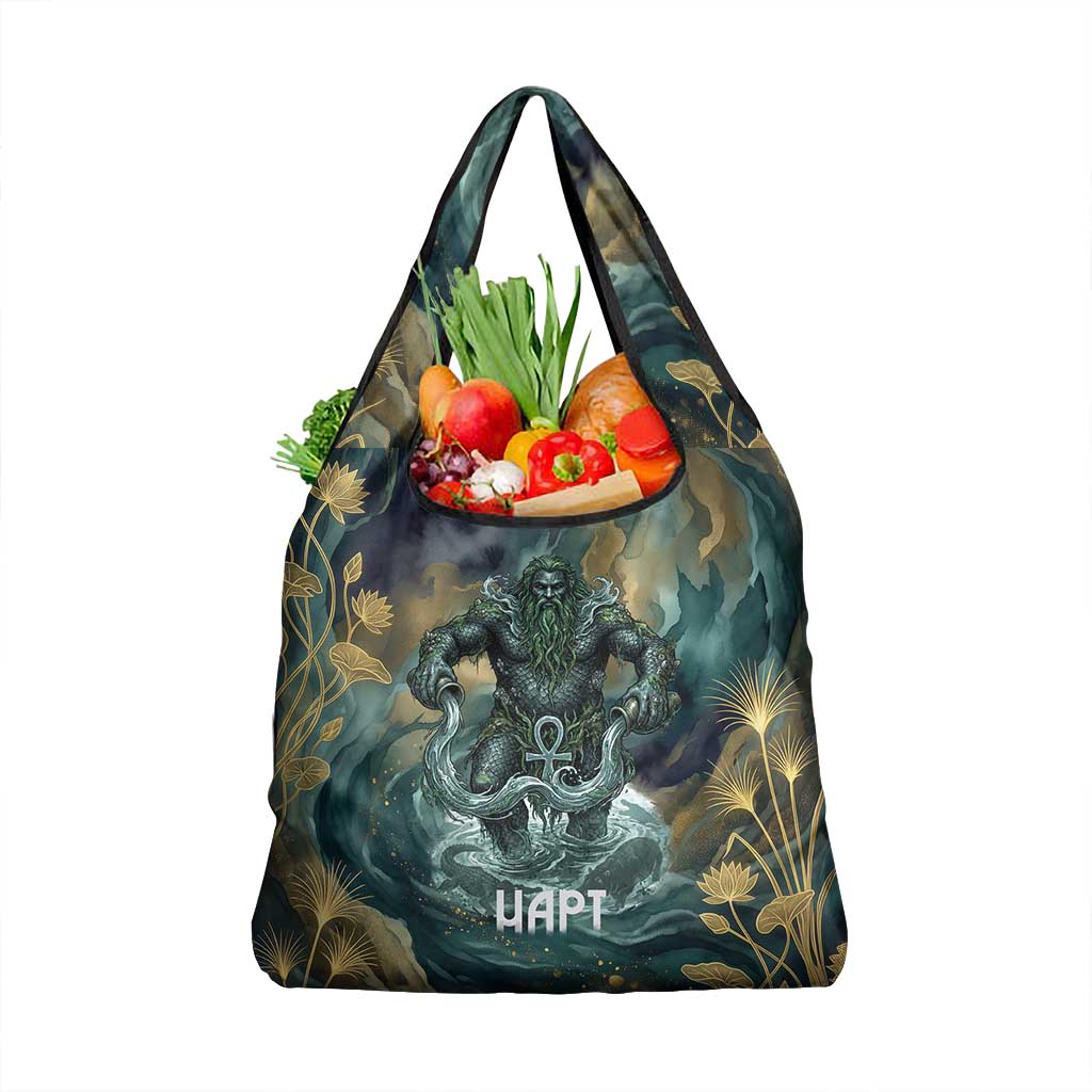 Egyptian Hapi Grocery Bag God of the Nile Ankh Symbol Lotus Flowers and ...