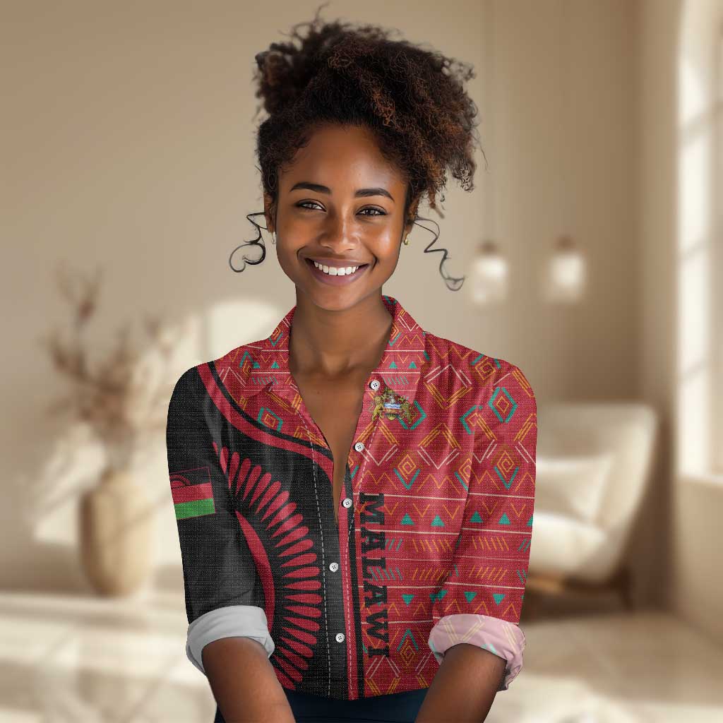 Malawi Patterns African Women Casual Shirt Blended with Flag Colors and ...
