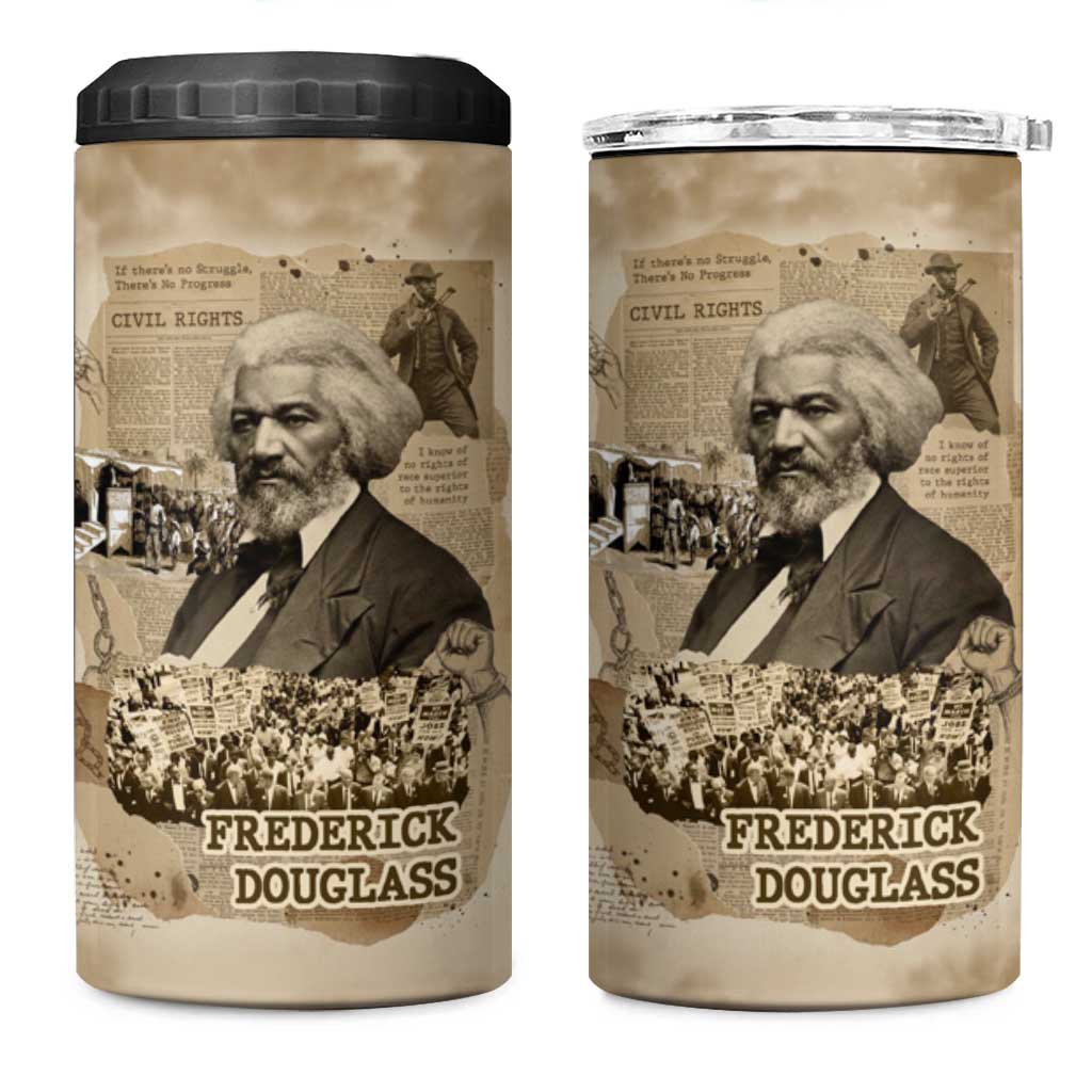 Frederick Douglass 4 in 1 Can Cooler Tumbler Sepia Newspaper Collage ...