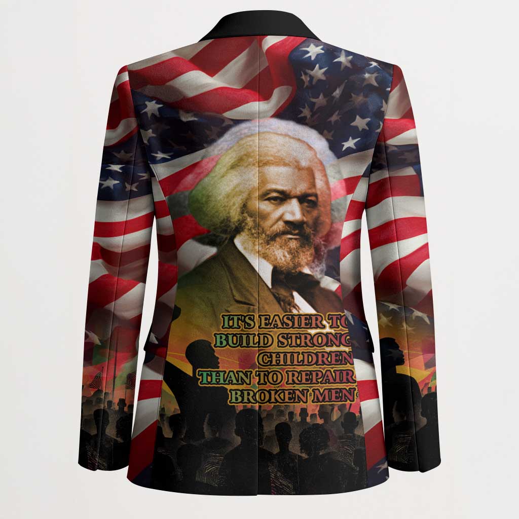Frederick Douglass Blazer American Flag Background Powerful Quote Build ...