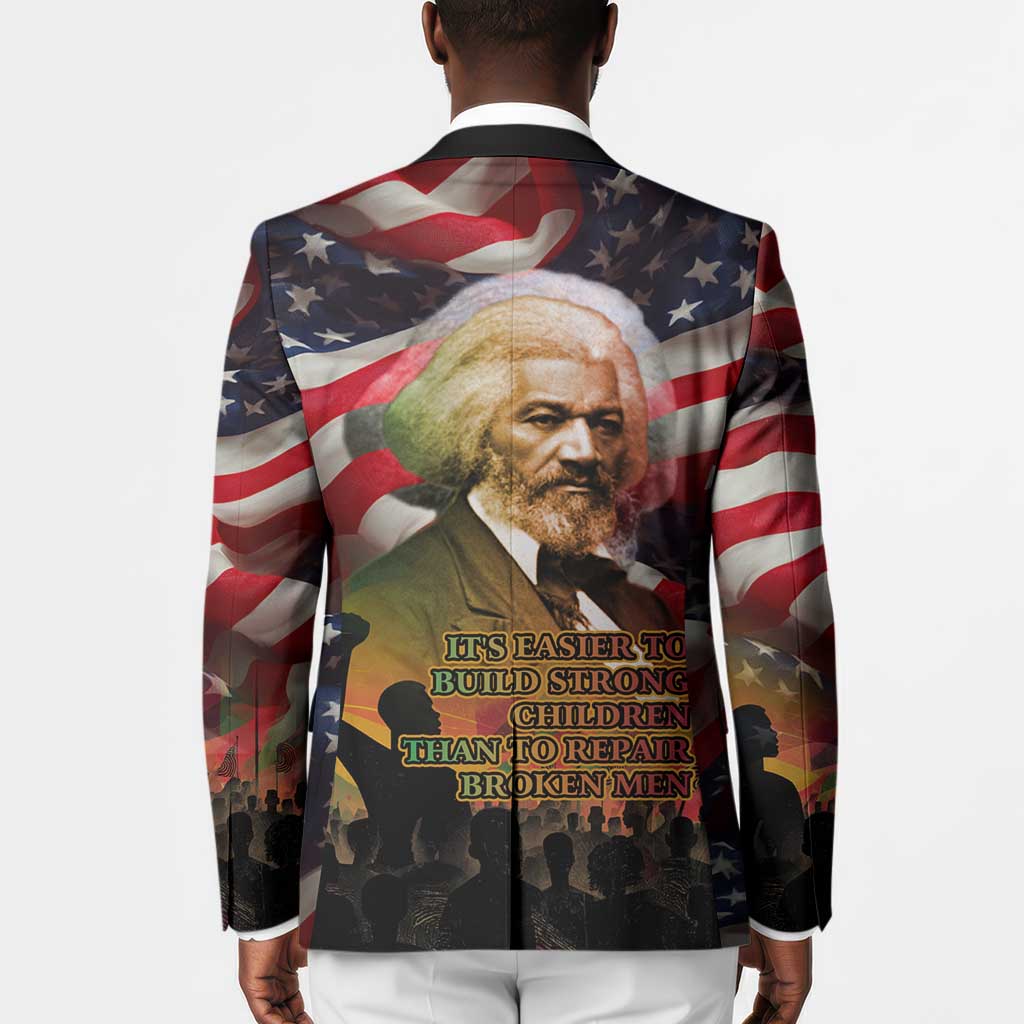 Frederick Douglass Blazer American Flag Background Powerful Quote Build ...