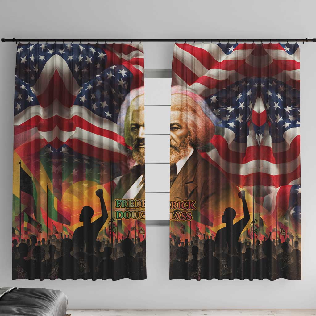 Frederick Douglass Window Curtain American Flag Background Powerful ...