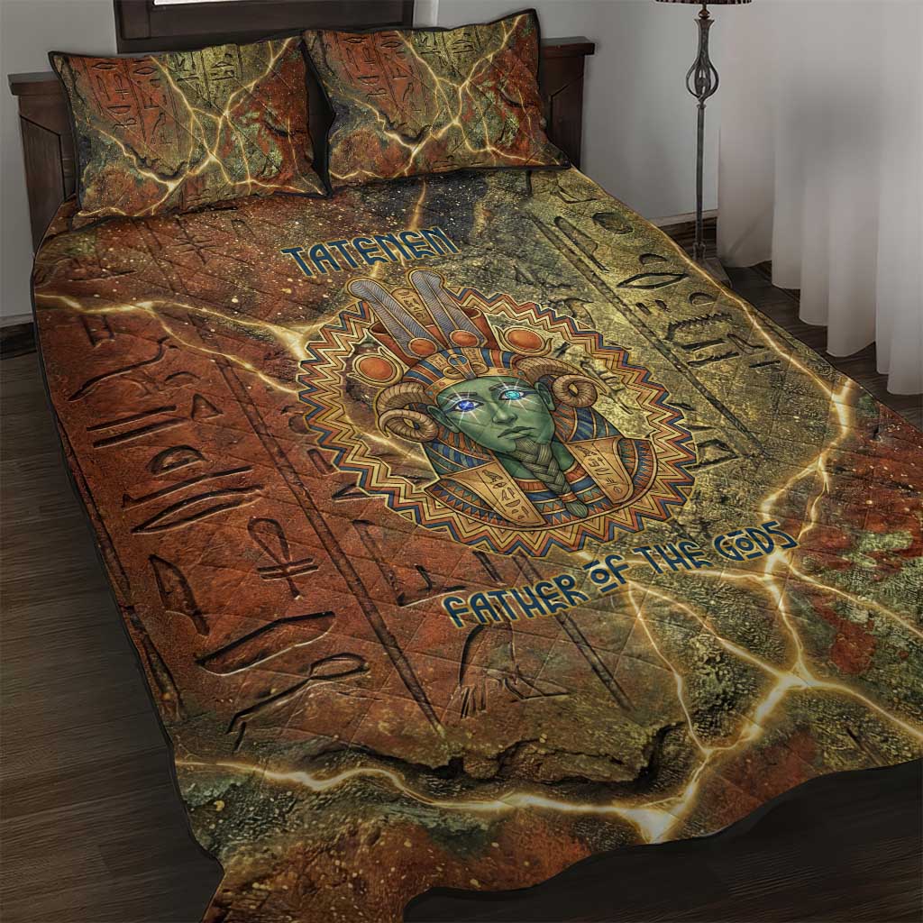 Tatenen Ancient Egyptian Quilt Bed Set Father of the Gods Design with ...