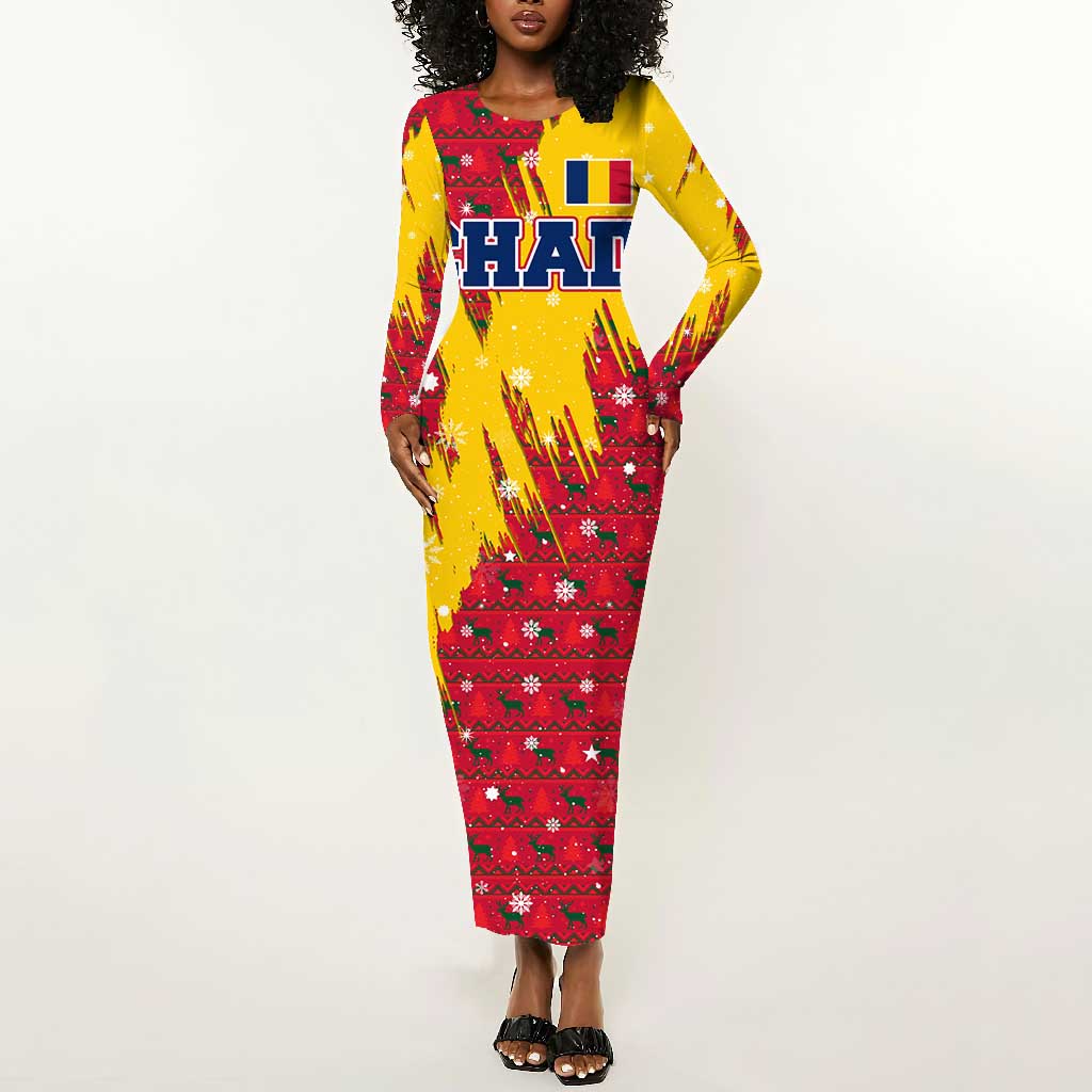Chad Christmas Long Sleeve Bodycon Dress National Coat of Arms and ...