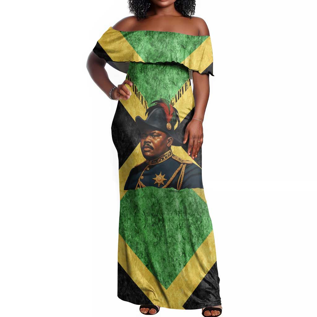 Marcus Garvey Off Shoulder Maxi Dress Jamaican Flag Theme African Fist ...