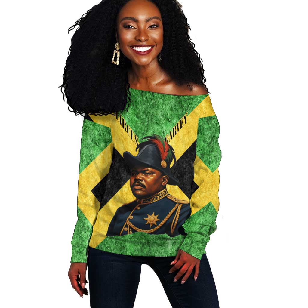 Marcus Garvey Off Shoulder Sweater Jamaican Flag Theme African Fist ...