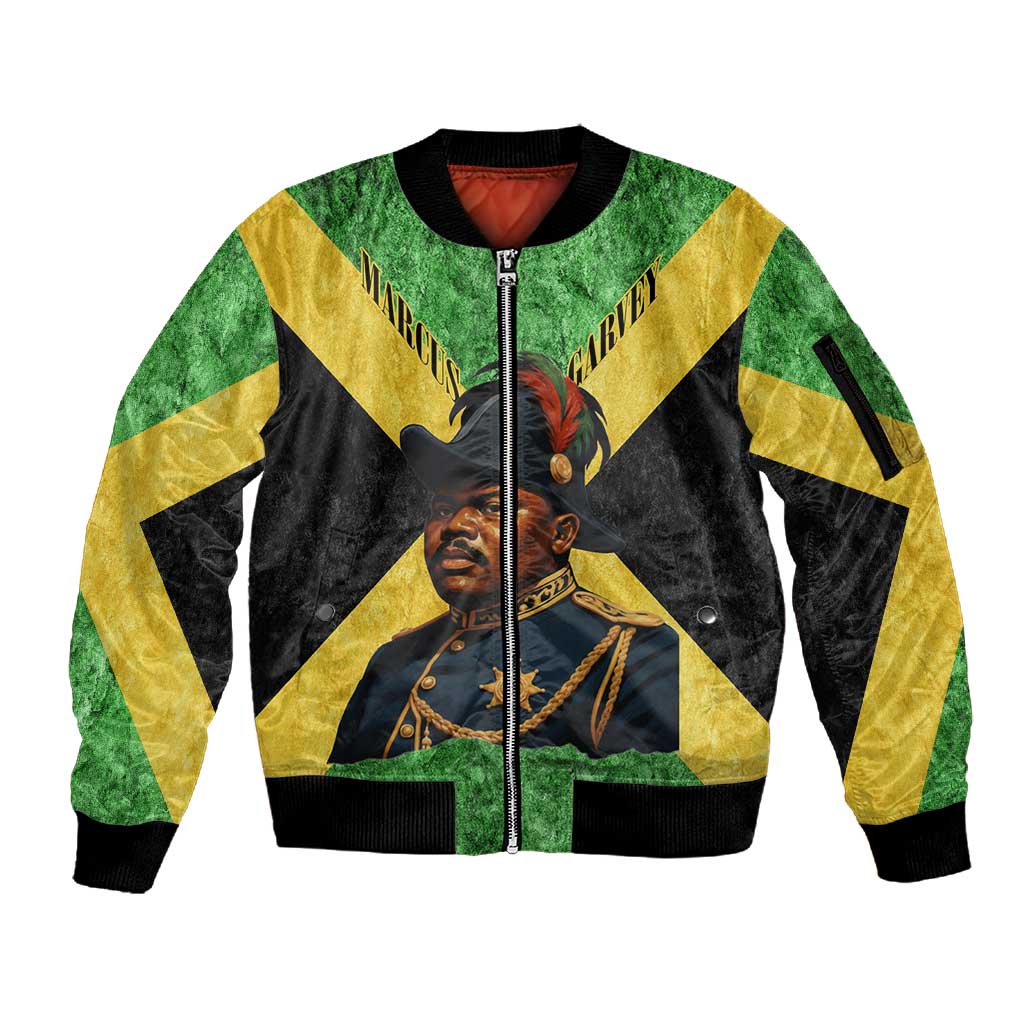Marcus Garvey Sleeve Zip Bomber Jacket Jamaican Flag Theme African Fist ...