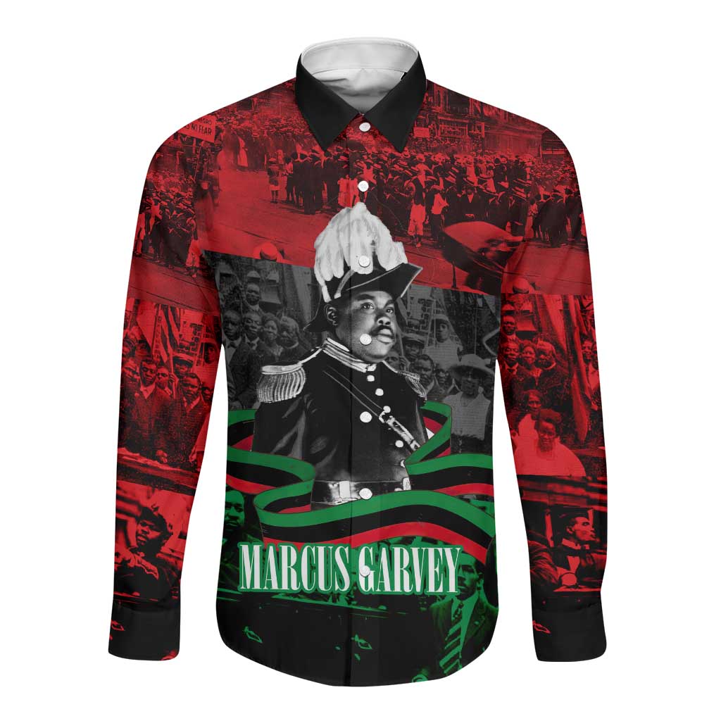 Marcus Garvey Long Sleeve Button Shirt Collage Design Progress Is the ...