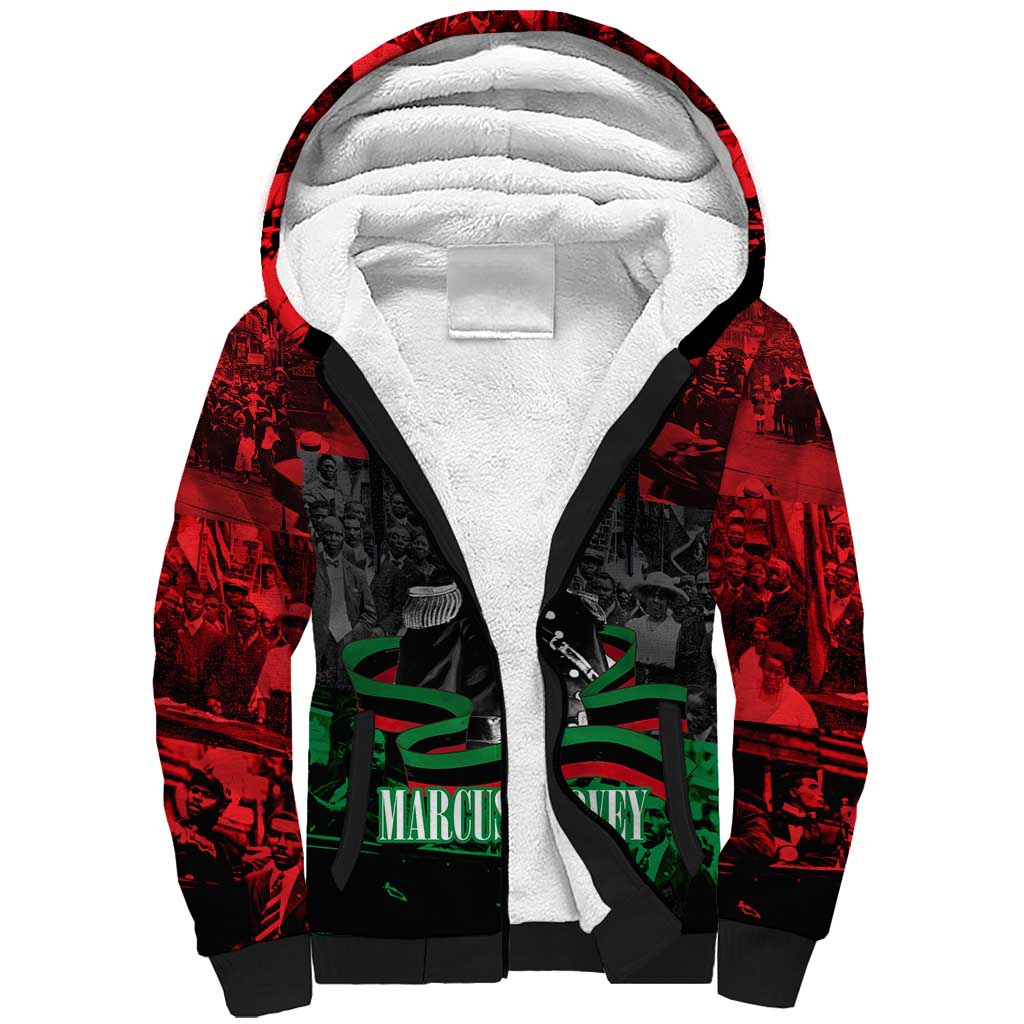 Marcus Garvey Sherpa Hoodie Collage Design Progress Is the Attraction ...