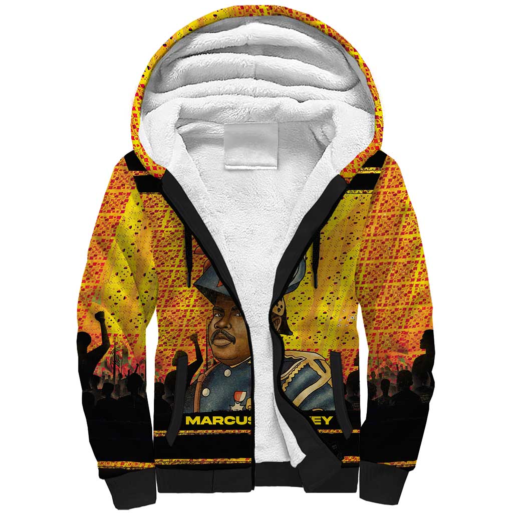 Marcus Garvey Sherpa Hoodie Yellow African Pattern Design Pan African ...