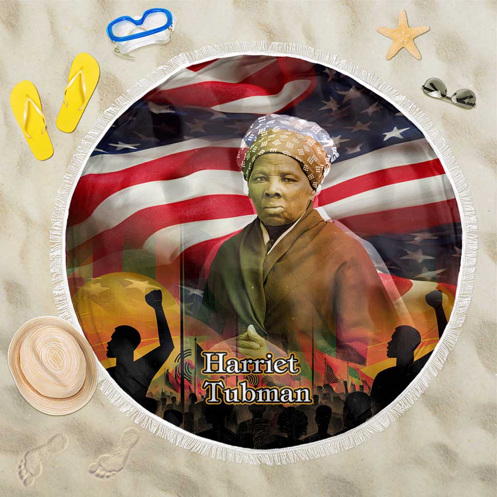 Harriet Tubman Beach Blanket American Flag Background Underground ...