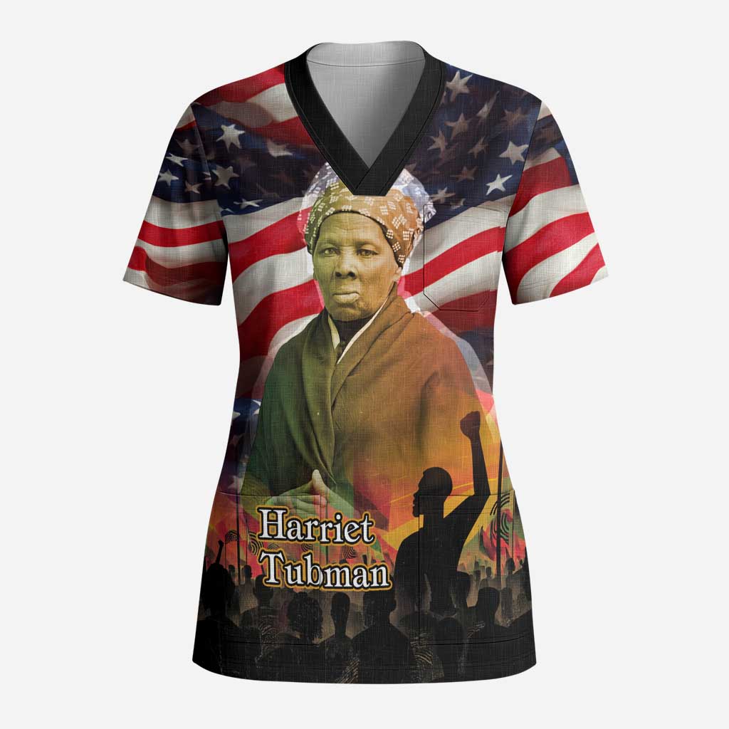 Harriet Tubman Scrub Top American Flag Background Underground Railroad ...