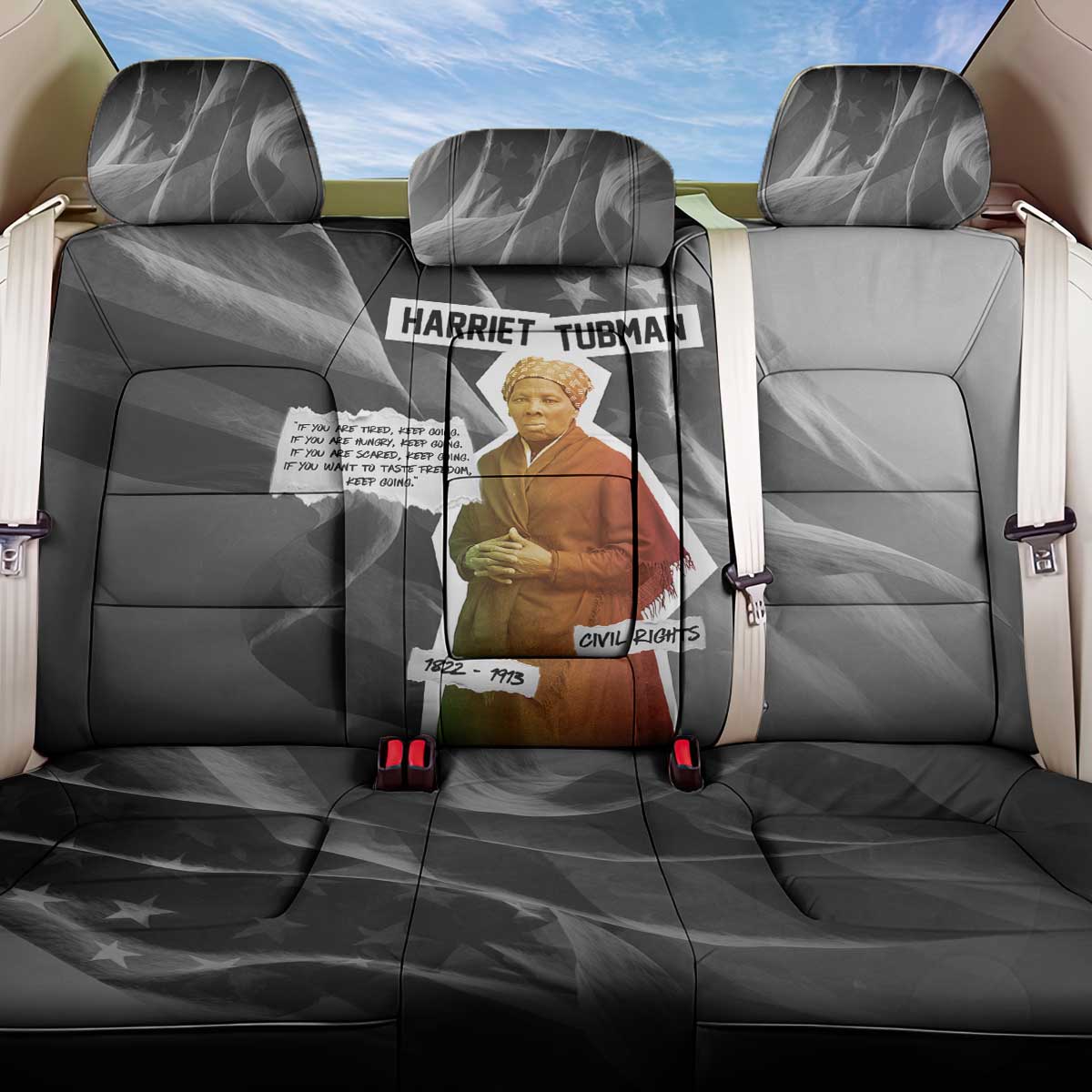 Harriet Tubman Back Car Seat Cover American Flag Background Civil ...