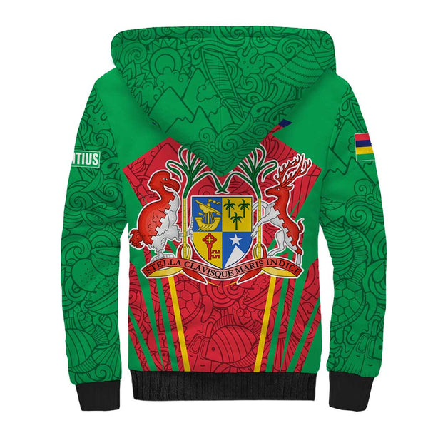 Mauritius Dodo Sherpa Hoodie Flag Coat of Arms Traditional Patterns by ...