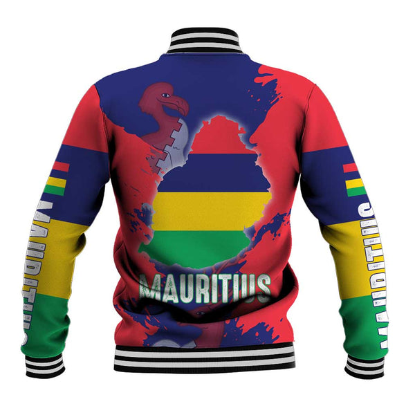 Afro Mauritius Baseball Jacket Map Design with Flag Coat of Arms by ...