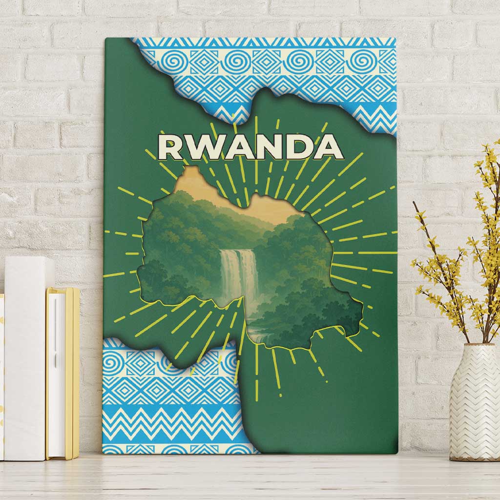 Rwanda Canvas Wall Art with Green Nature Map Waterfall Sunburst Spirit ...