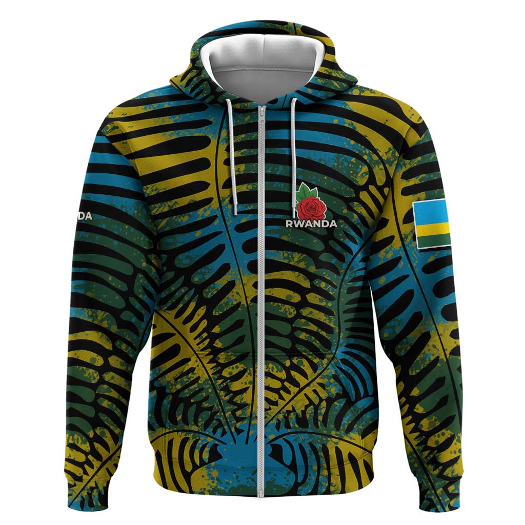 Rwanda Zip Hoodie with Gorilla Family Kwita Izina Leaf Jungle Spirit by ...