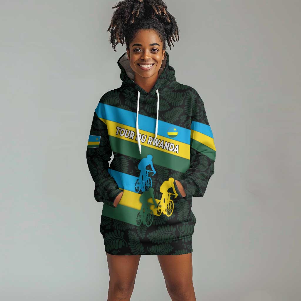 Rwanda Hoodie Dress with Tour du Rwanda Cycling Race Flag Stripe Spirit ...
