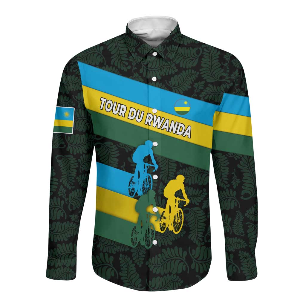 Rwanda Long Sleeve Button Shirt with Tour du Rwanda Cycling Race Flag ...