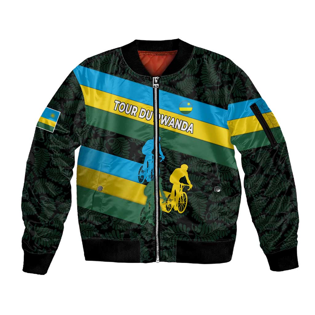 Rwanda Sleeve Zip Bomber Jacket with Tour du Rwanda Cycling Race Flag ...