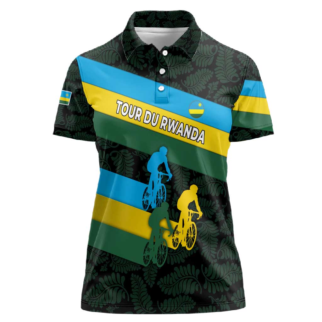 Rwanda Women Polo Shirt with Tour du Rwanda Cycling Race Flag Stripe ...