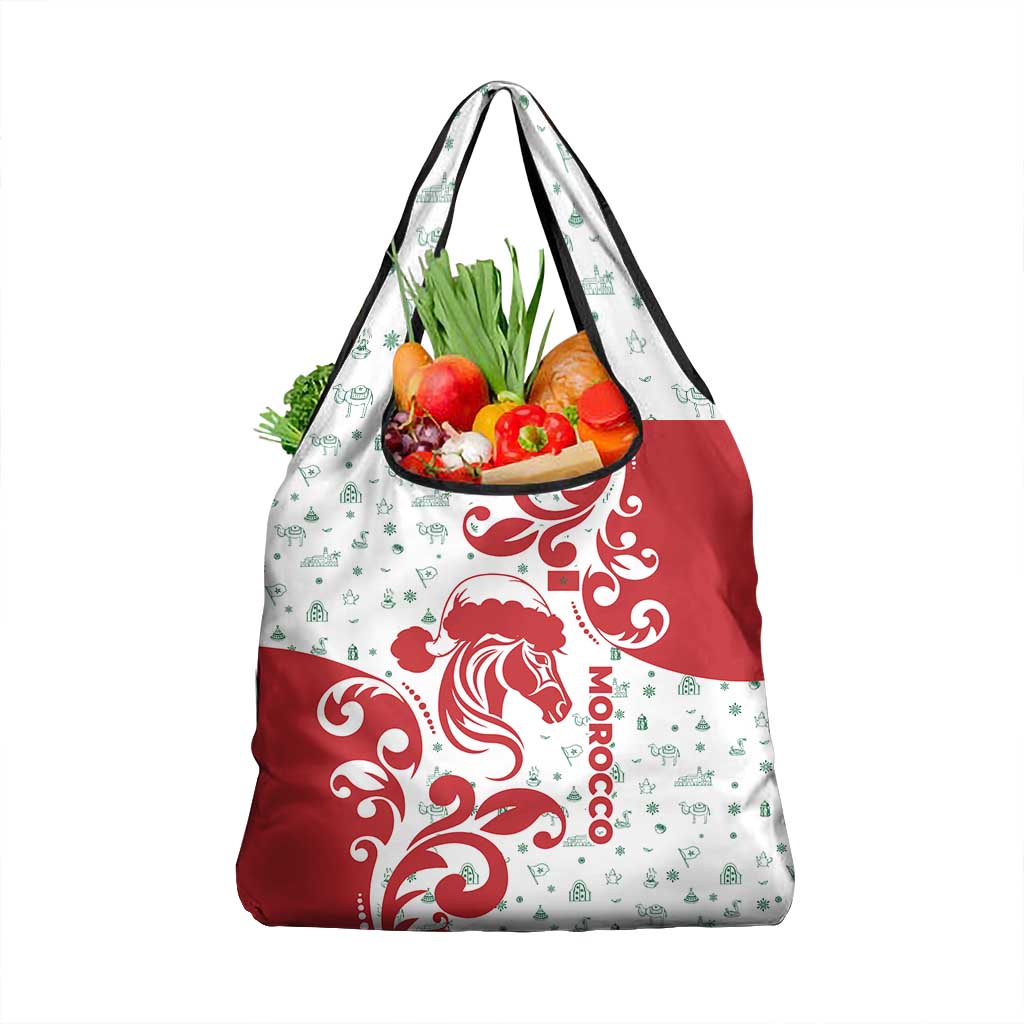 Morocco Christmas Grocery Bag Red Horse Santa Hat Arabesque Pattern a ...