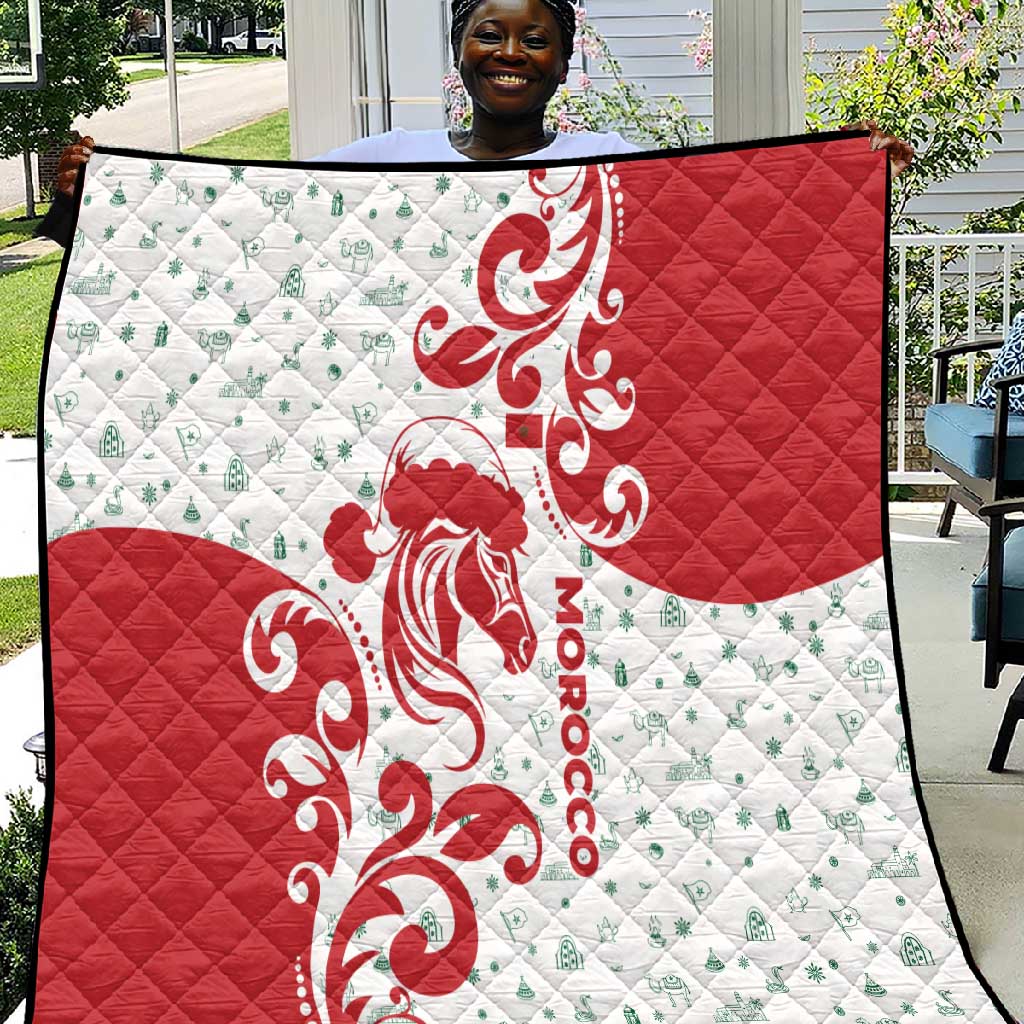 Morocco Christmas Quilt Red Horse Santa Hat Arabesque Pattern a by ...