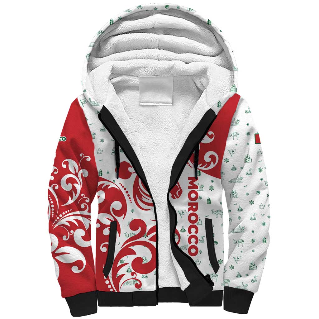 Morocco Christmas Sherpa Hoodie Red Horse Santa Hat Arabesque Pattern a ...