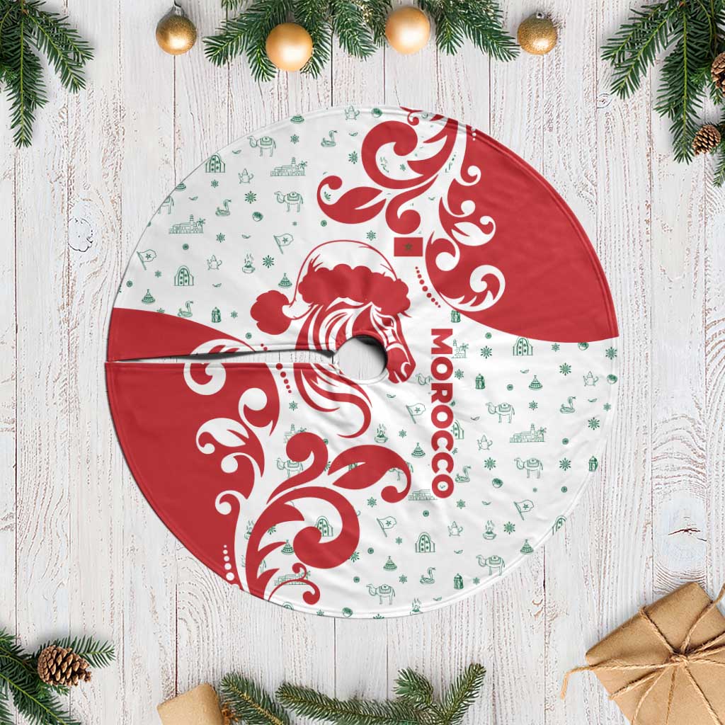 Morocco Christmas Tree Skirt Red Horse Santa Hat Arabesque Pattern a by ...