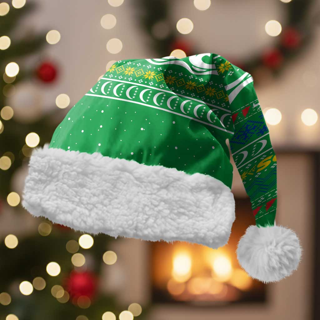 Comoros Christmas Santa Hat Santa Riding Dolphin Ocean Waves Crescent ...