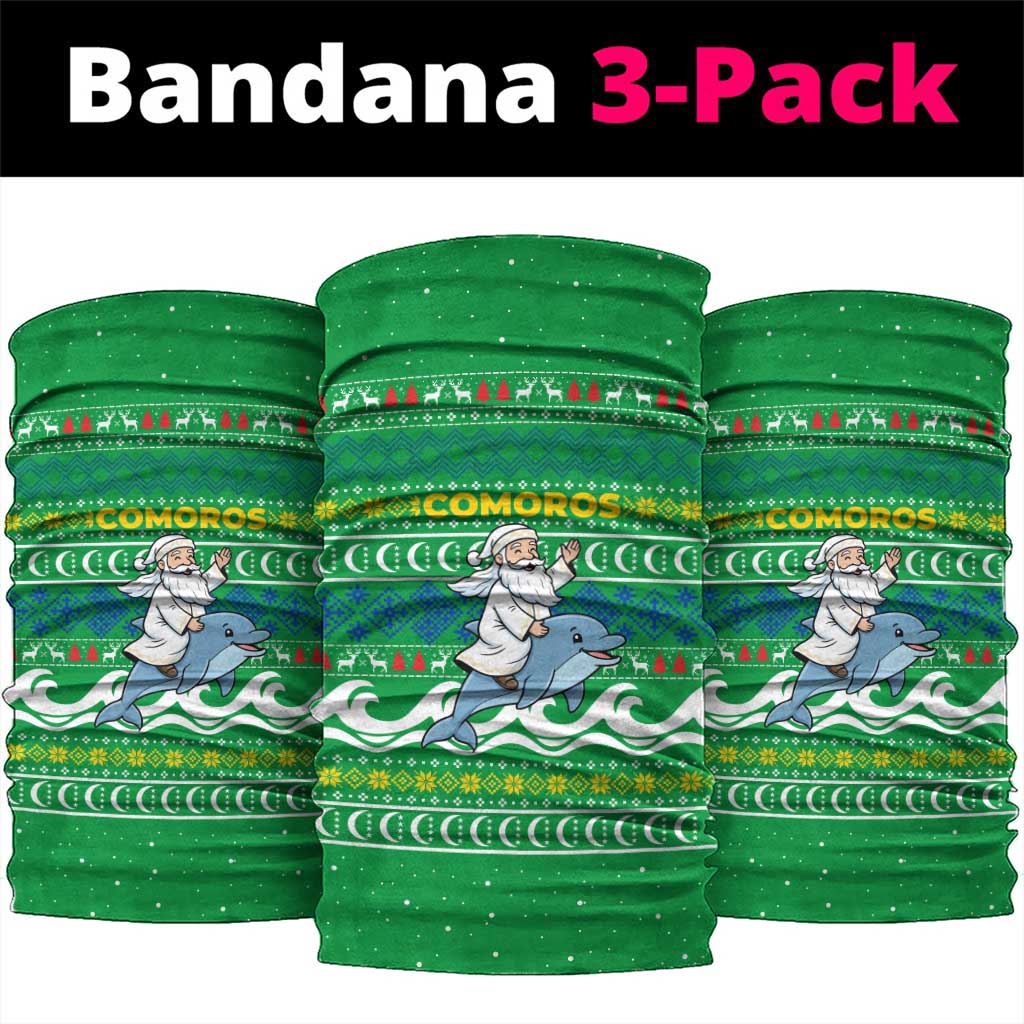 Comoros Christmas Neck Gaiter Santa Riding Dolphin Ocean Waves Crescent ...