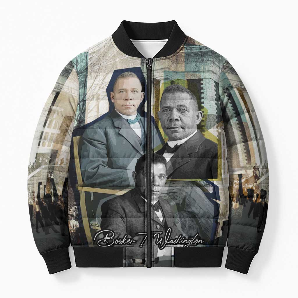Booker T. Washington Bomber Puffer Jacket Historic Portrait Collage ...