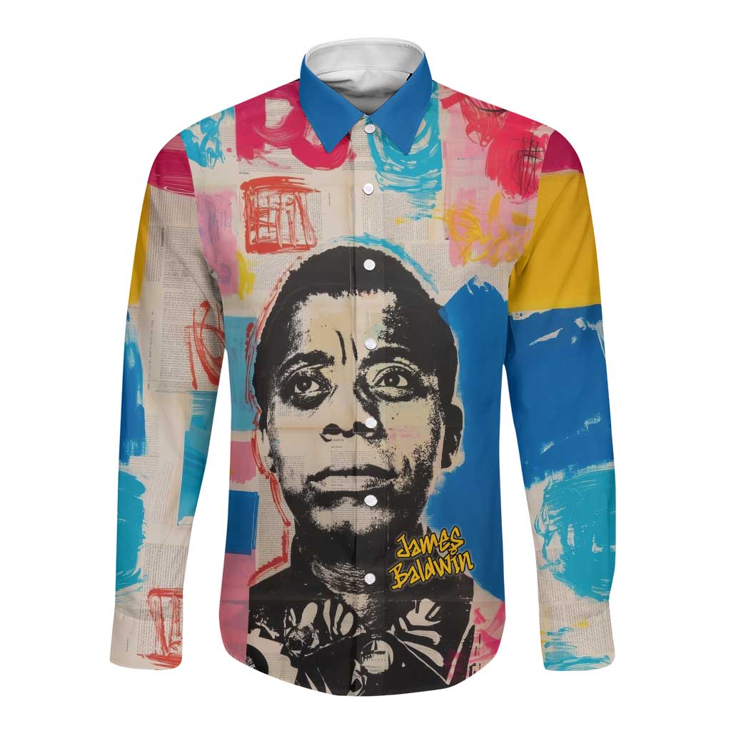James Baldwin Long Sleeve Button Shirt Colorful Graffiti Style Portrait ...