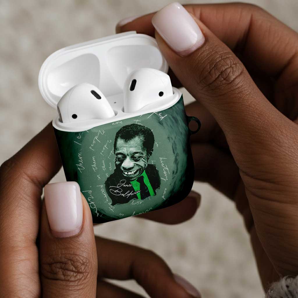 James Baldwin AirPods Case Green Handwritten Script Design Smiling ...