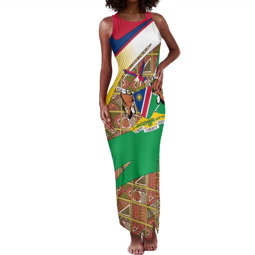 Afro Namibia Map Tank Maxi Dress National Emblem and Cultural Motif ...