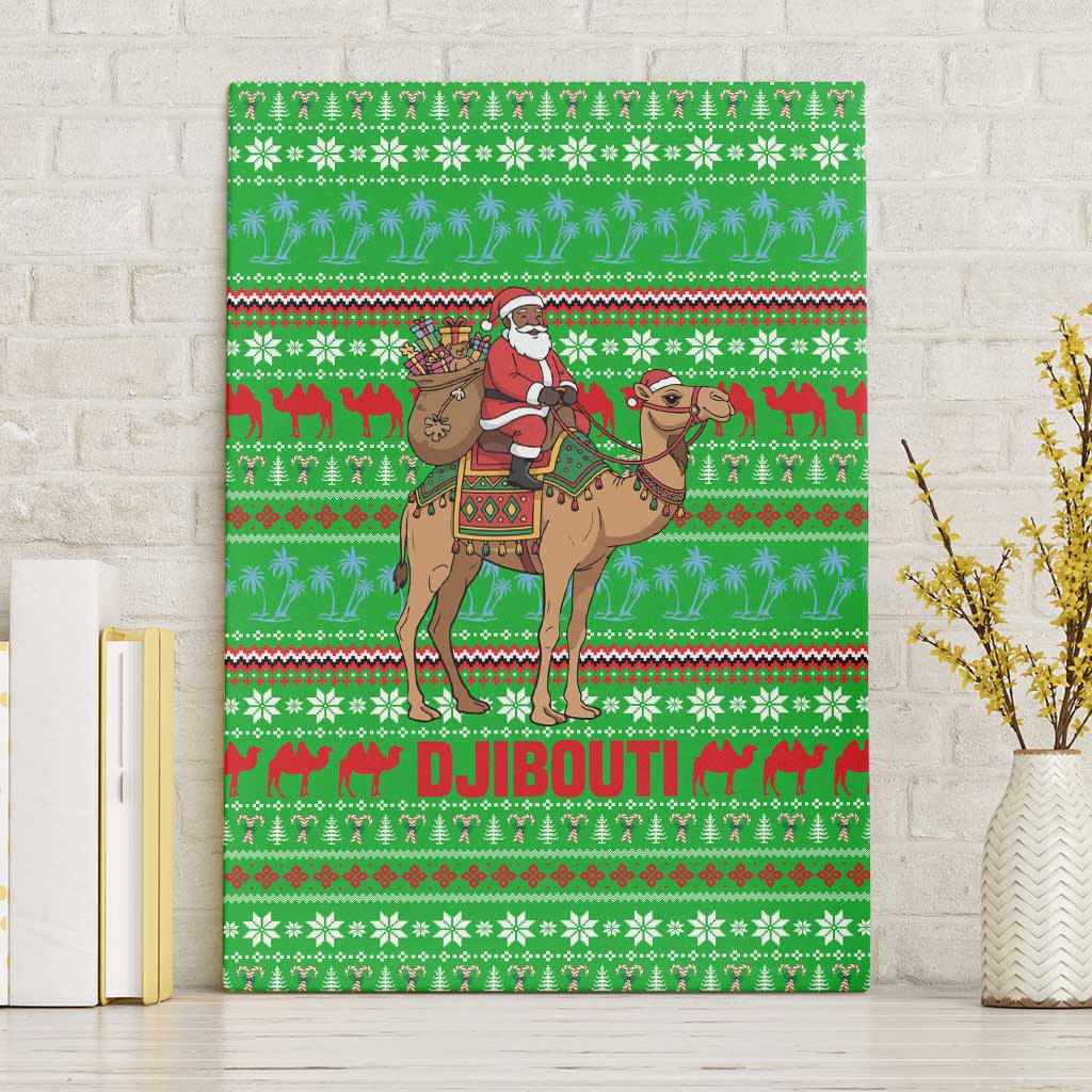 Djibouti Christmas Canvas Wall Art Santa Riding Camel Palm Trees Camel ...