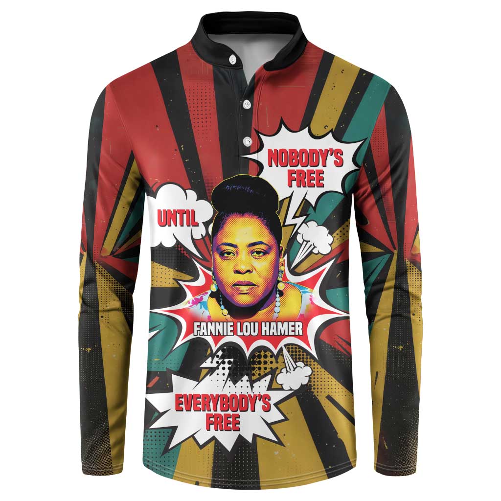 Fannie Lou Hamer Button Sweatshirt with Pop Art Comic Style Design Bold ...