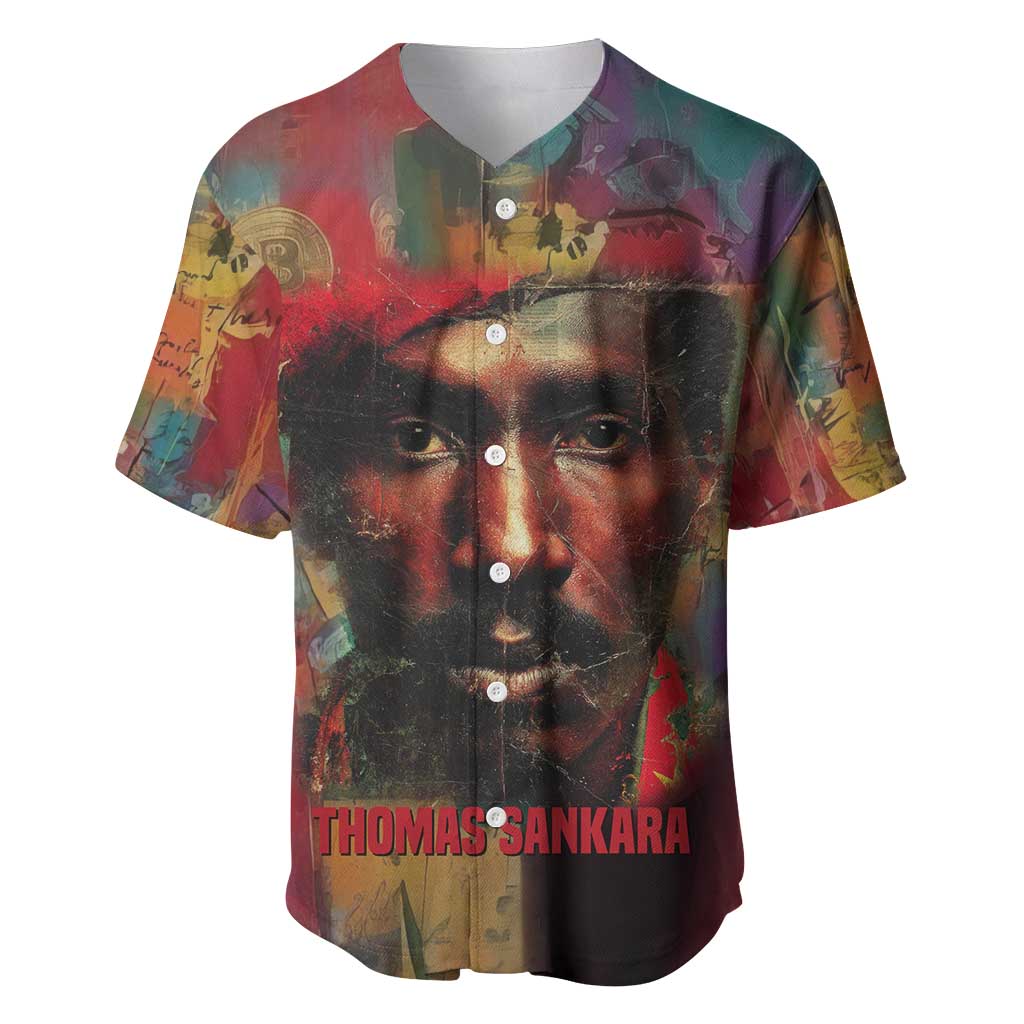 Thomas Sankara Burkina Faso Baseball Jersey with Bold Portrait and The ...