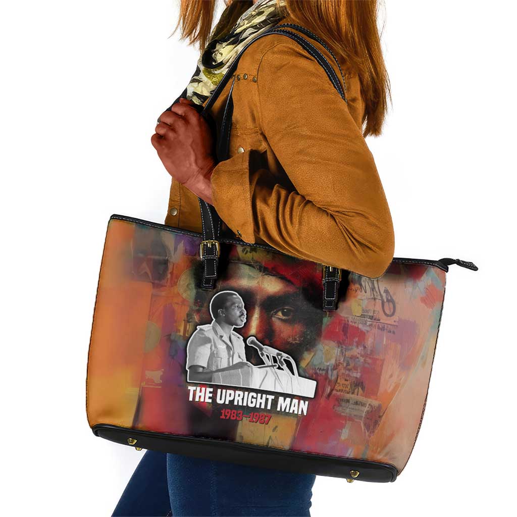 Thomas Sankara Burkina Faso Leather Tote Bag with Bold Portrait and The ...
