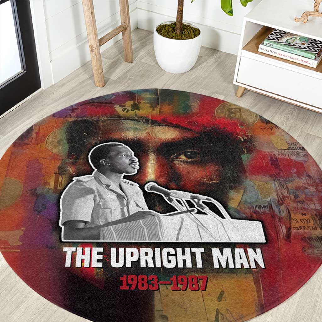 Thomas Sankara Burkina Faso Round Carpet with Bold Portrait and The ...