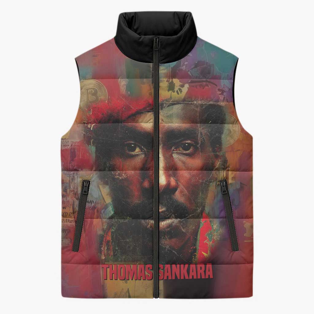 Thomas Sankara Burkina Faso Sleeveless Puffer Jacket with Bold Portrait ...